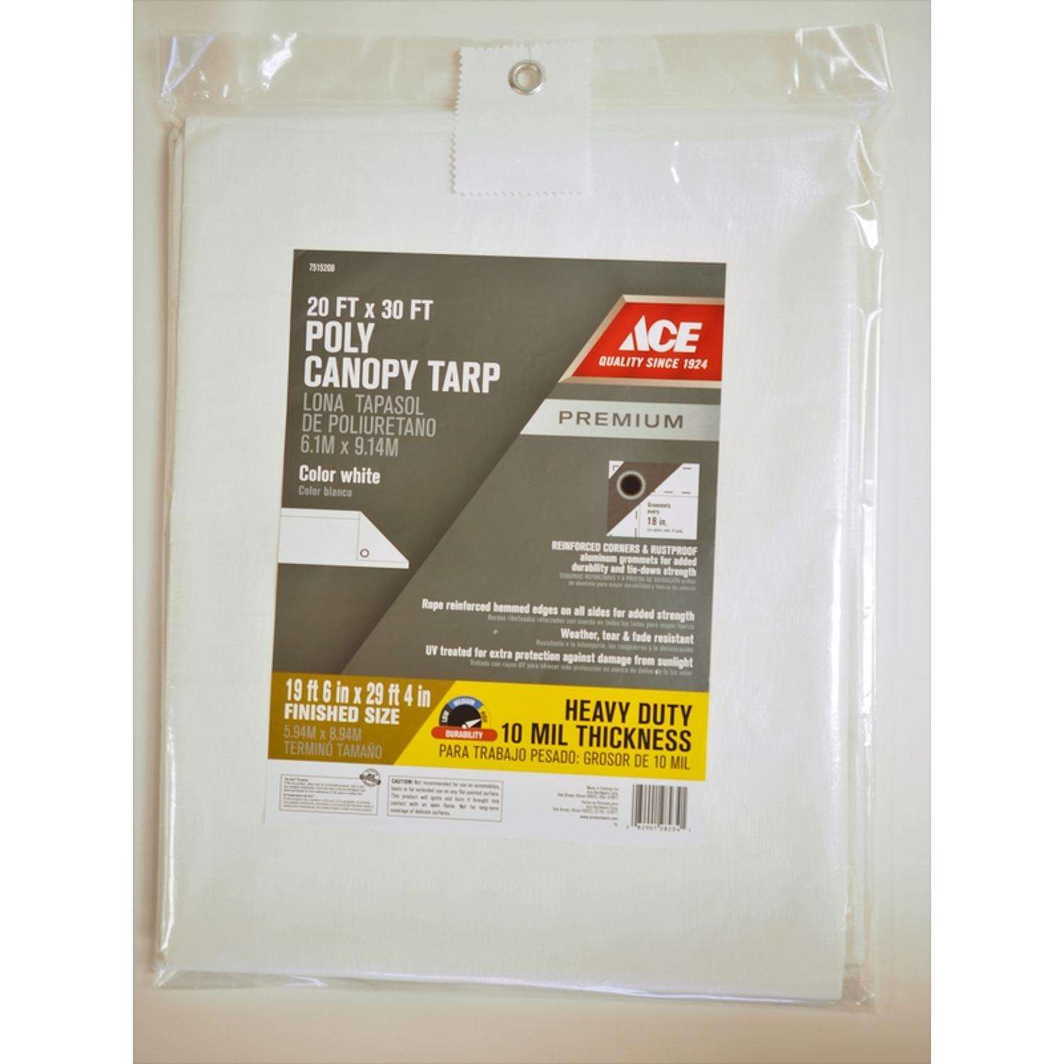 Ace White Heavy Duty Canopy Tarp 30 ft. W x 20 ft. L