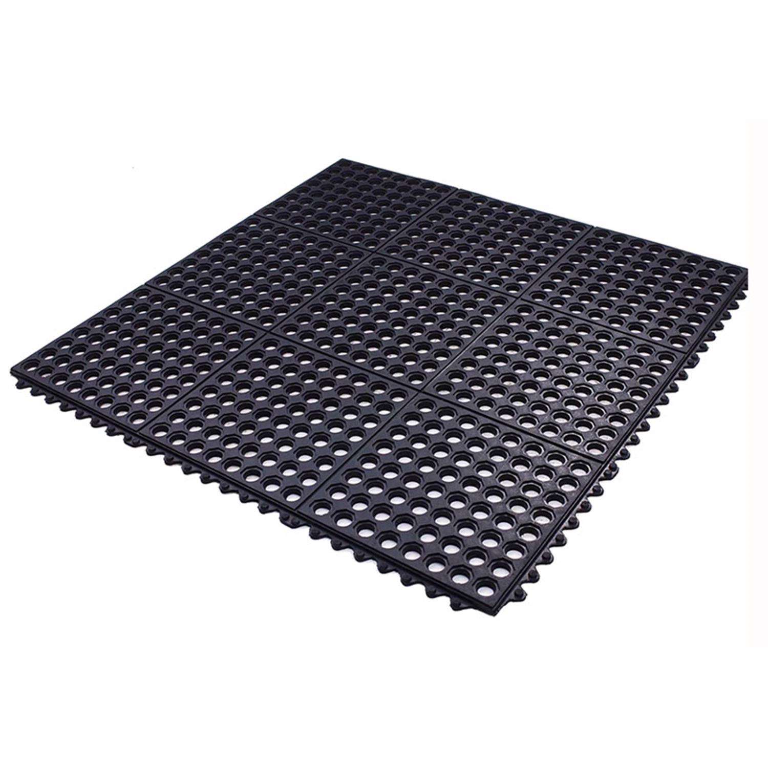 Flexgard 36 in. L X 36 in. W Black Interlocking Ring Mat Rubber Anti ...