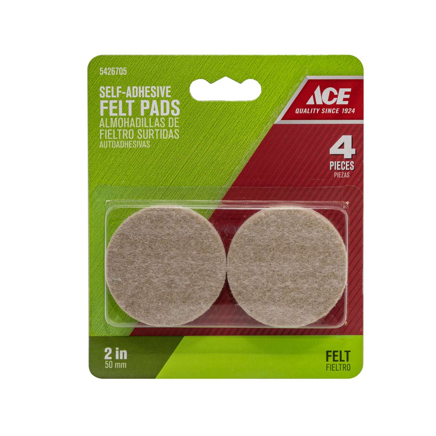 Ace Felt Self Adhesive Protective Pad Brown Round 2 in. W 4 pk - Ace ...