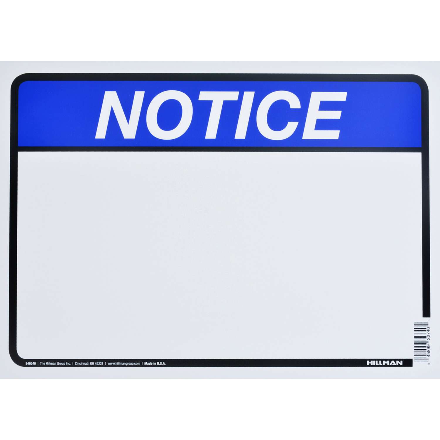 Hillman English Blue Notice Sign 10 in. H X 14 in. W - Ace Hardware