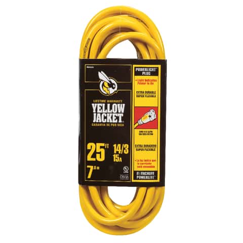 Yellow Jacket Outdoor 25 ft. L Yellow Extension Cord 14/3 SJTW Mfr ...