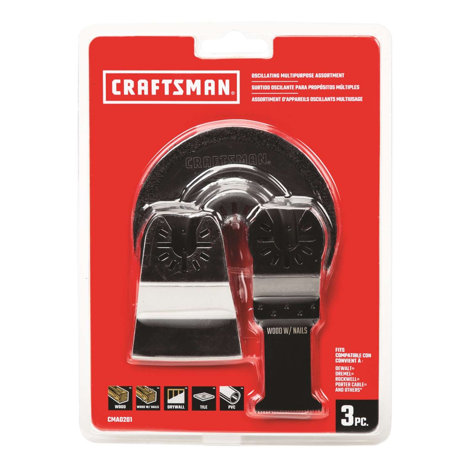 Craftsman Multipurpose Oscillating Blade Set Multi-Material 3 pc - Ace ...