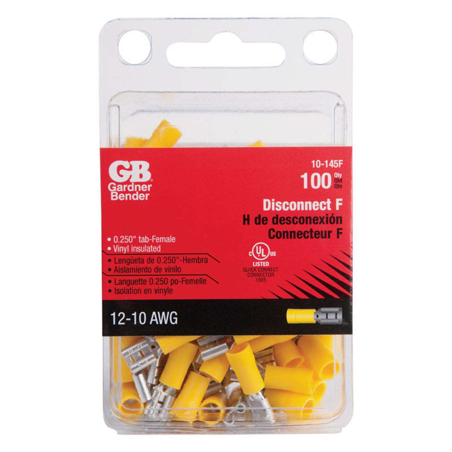 Gardner Bender 12-10 Ga. Insulated Wire Female Disconnect Yellow 100 pk ...