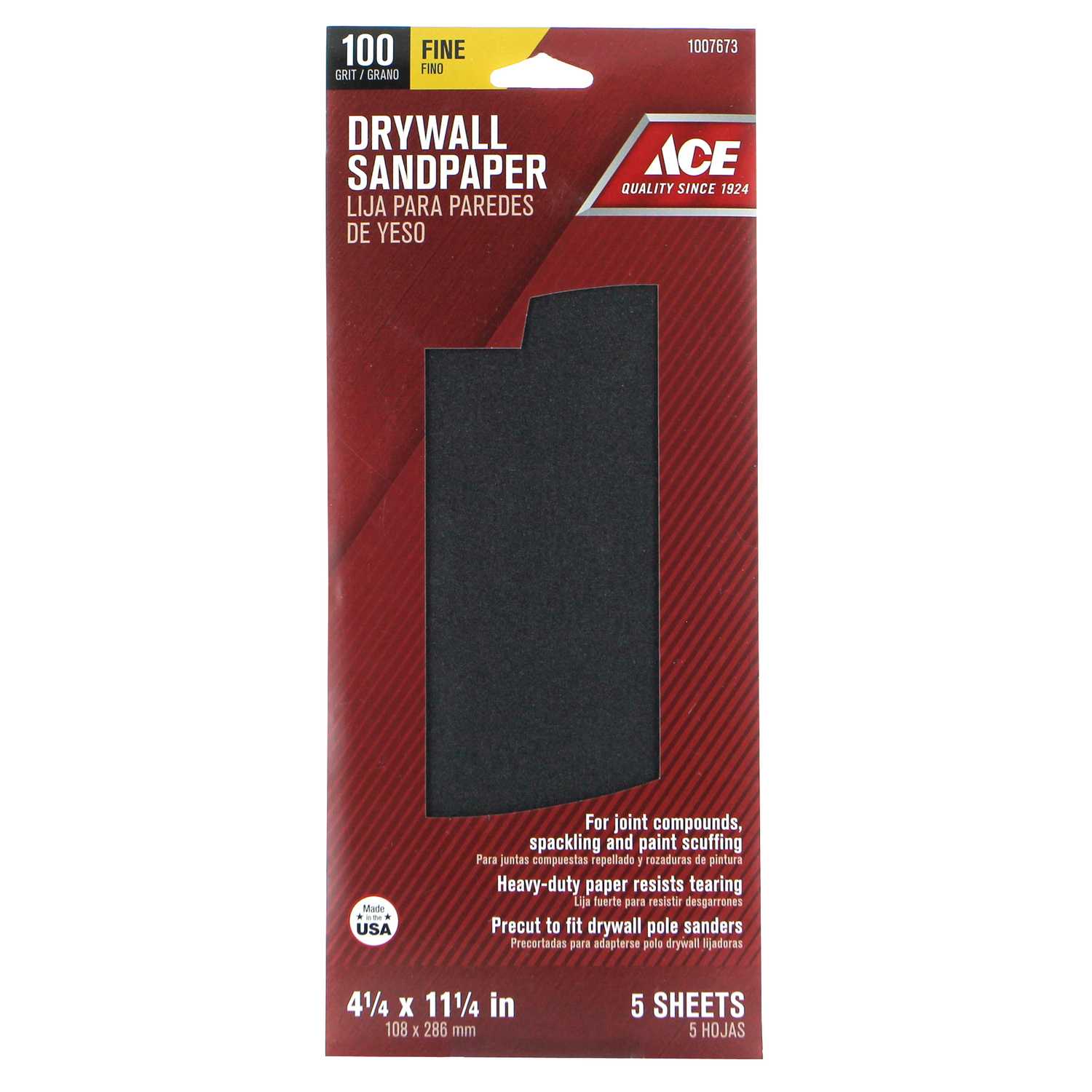 Ace 11-1/4 in. L x 4-1/4 in. W 100 Grit Silicon Carbide Drywall Sanding ...