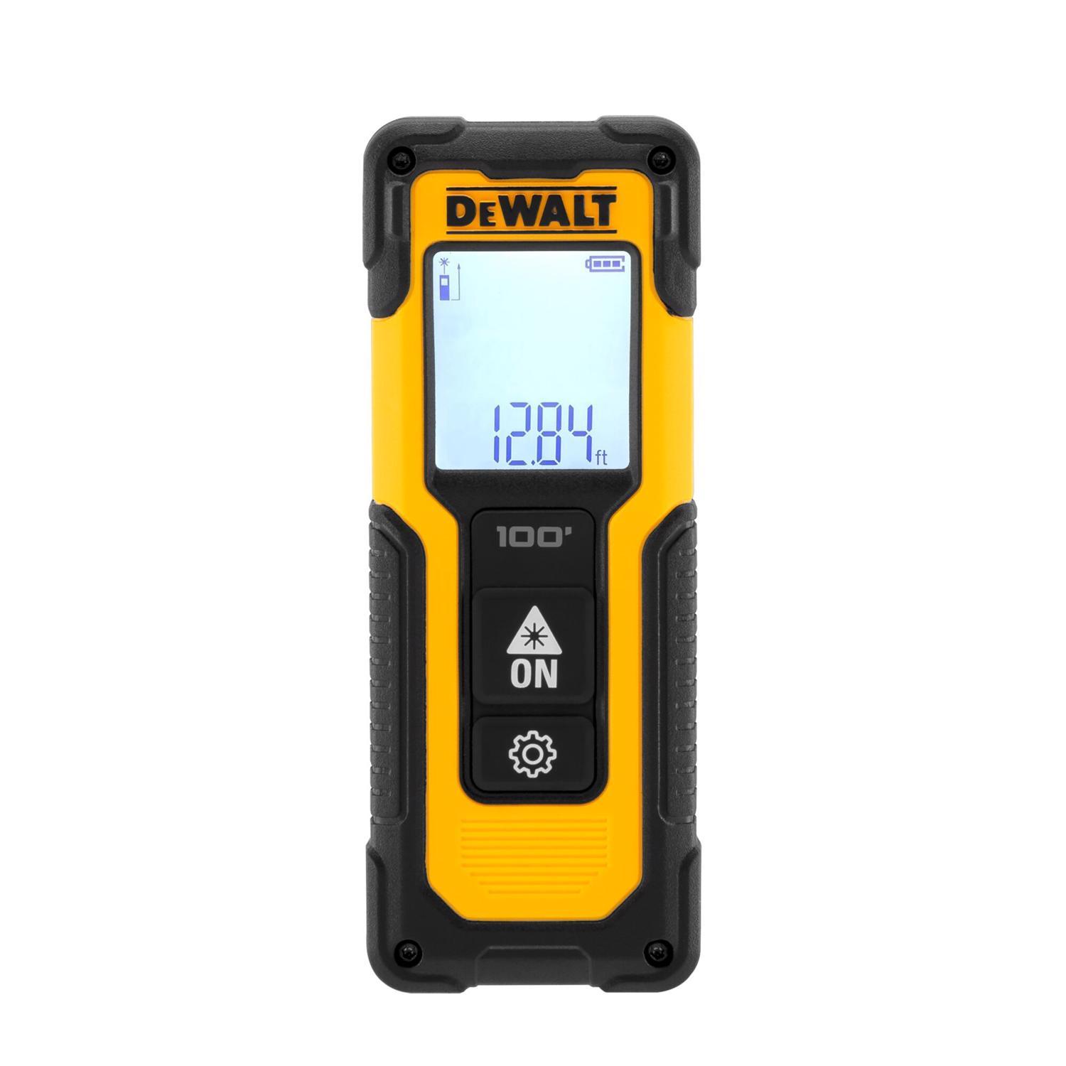 DeWalt 6.5 in. L X 3.8 in. W Laser Distance Measurer 100 ft. Black Yellow 1 pc Mfr DWHT77100 Ace Hardware