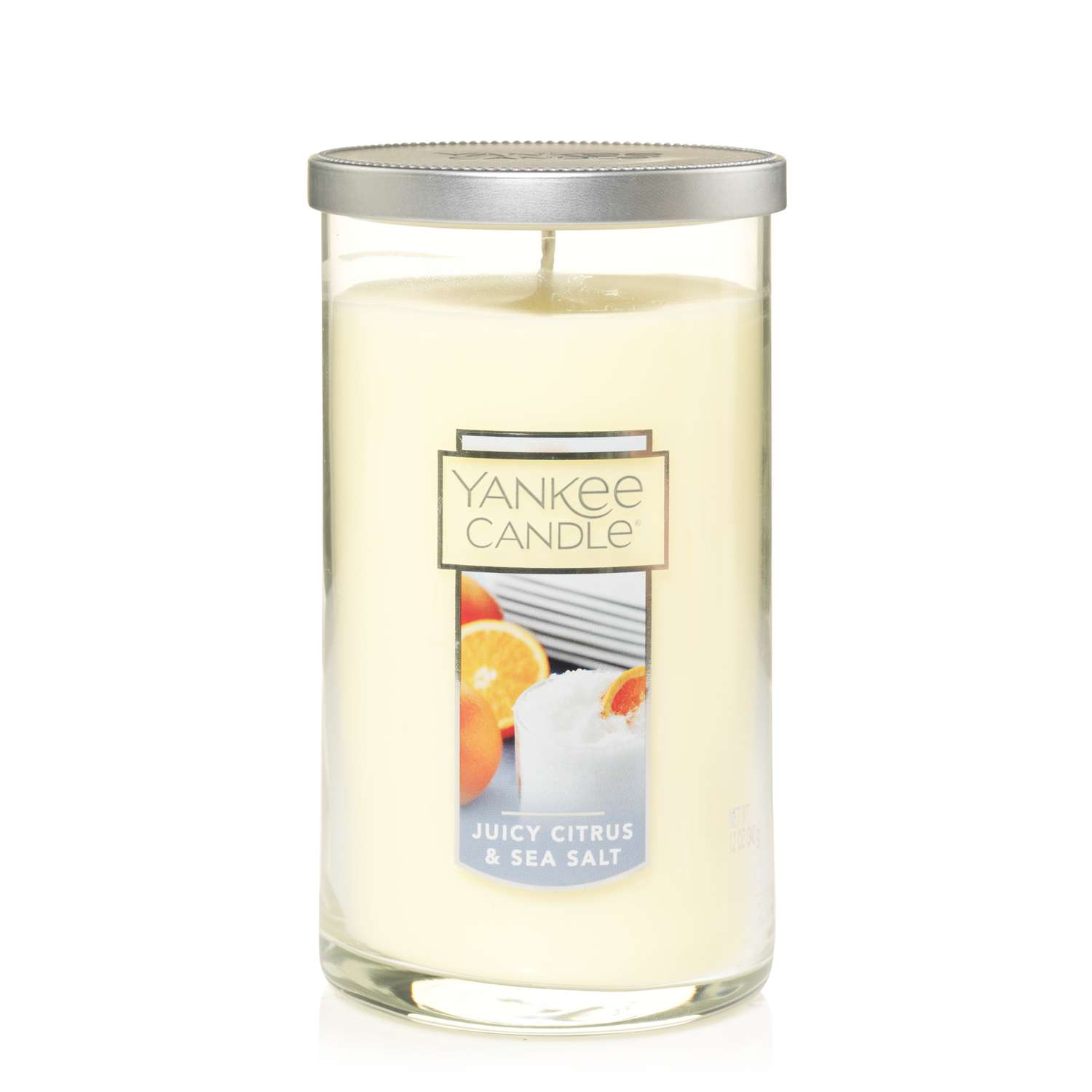 Yankee Candle Yellow Juicy Citrus & Sea Salt Scent Pillar Candle 12 oz ...