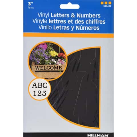 Hillman 3 in. Black Vinyl Self-Adhesive Letter and Number Set 0-9, A-Z ...