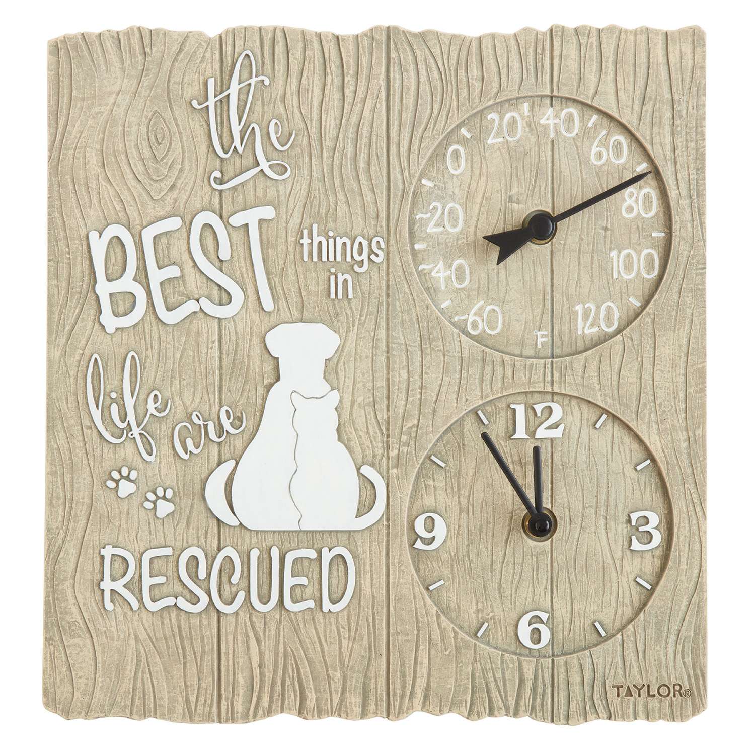 Taylor Pet Rescue Clock/Thermometer Polyresin Gray 14 in. - Ace Hardware