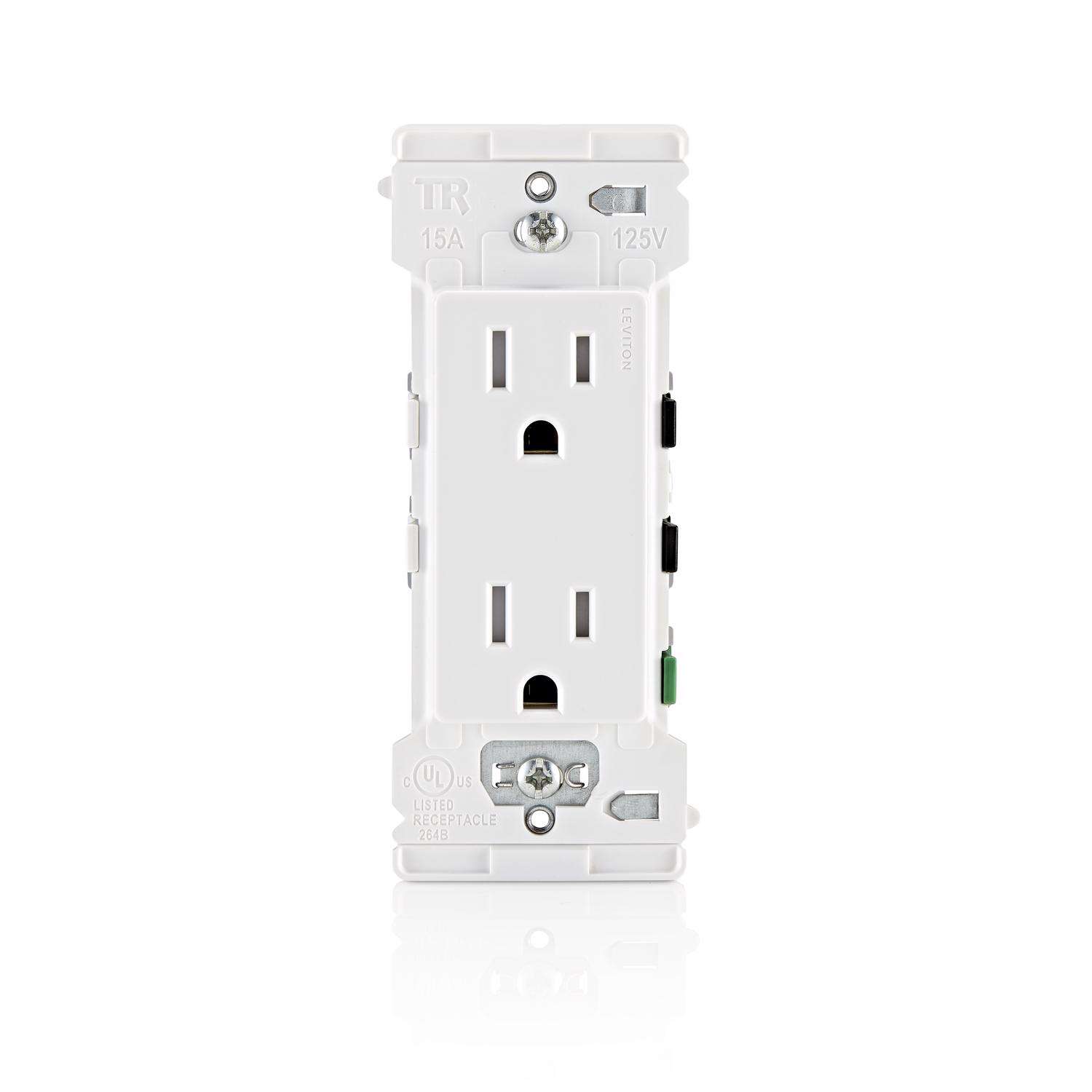 Leviton Decora Edge 15 amps 125 V Duplex White Tamper Resistant Outlet ...