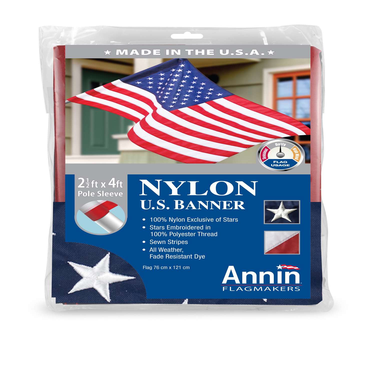 Annin U.S Banner 2.5 ft. W X 4 ft. L Mfr# 021850R - Ace Hardware