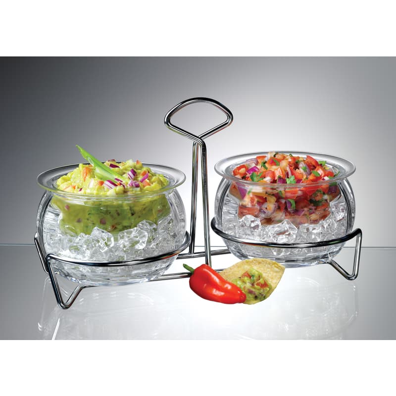 Prodyne Double Dips On Ice Clear Acrylic Bowl Set On Stand 16 oz ...