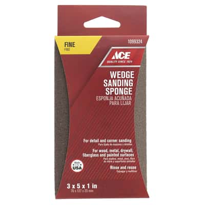 Ace 5 in. L X 3 in. W X 1 in. T 120 Grit Fine Wedge Sanding Sponge ...