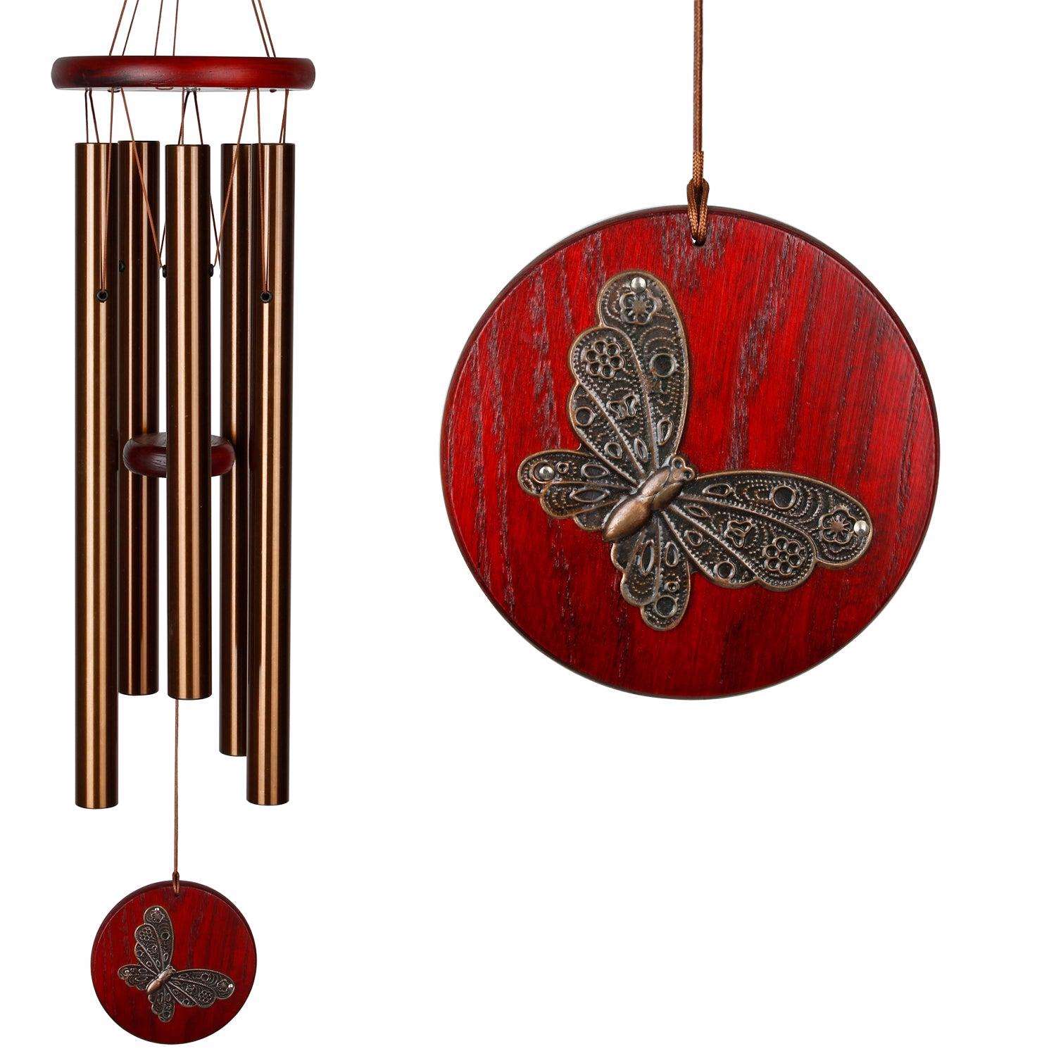 Woodstock Chimes Habitats Bronze Aluminum/Wood 26 in. Butterfly Wind ...