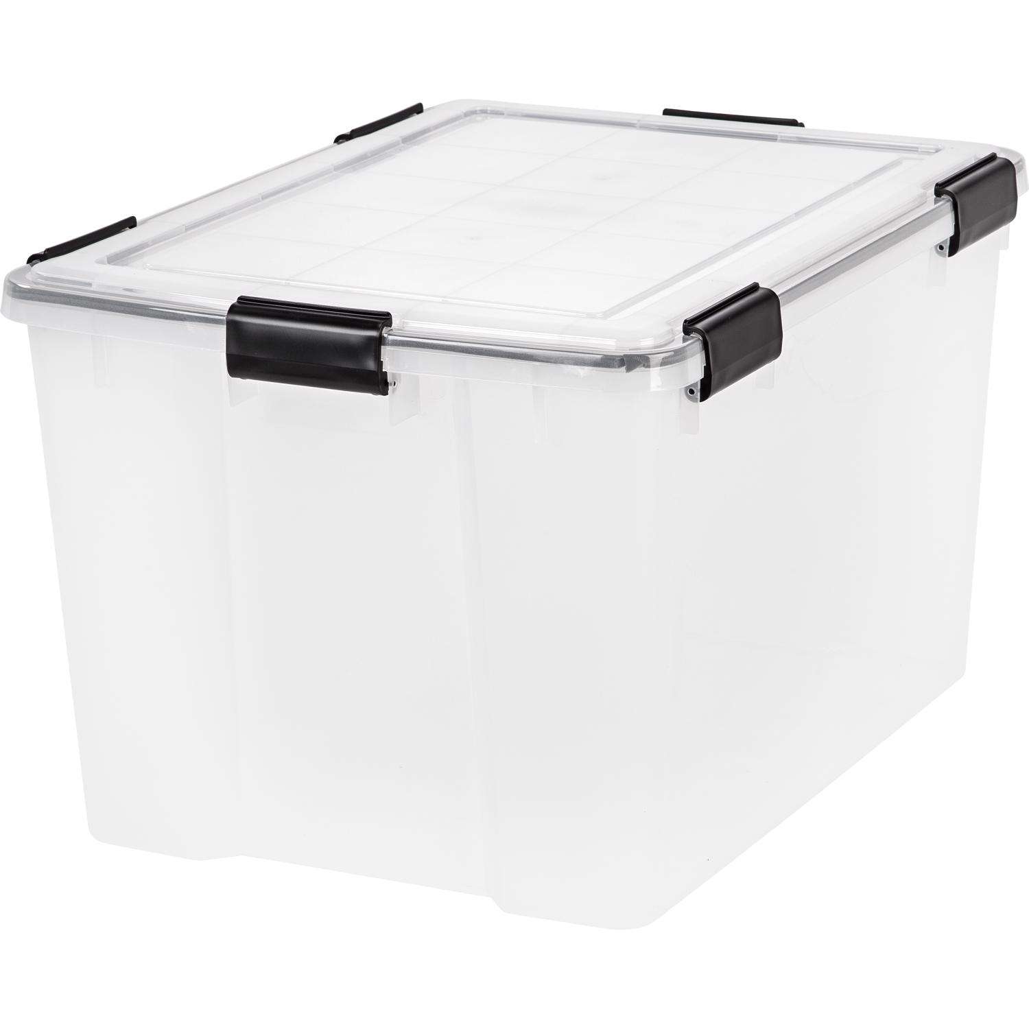 IRIS WEATHERPRO 74 qt Clear Storage Tote 14.5 in. H X 17.75 in. W X 23. ...