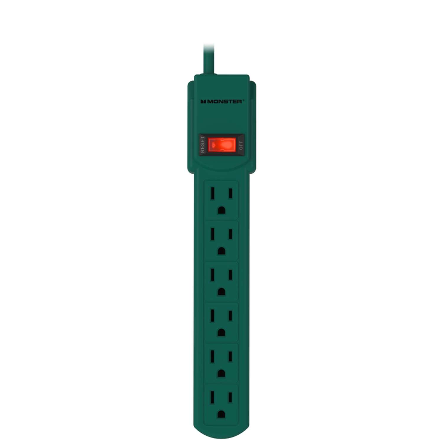 Monster Just Power It Up 3 ft. L 6 outlets Power Strip Green - Ace Hardware