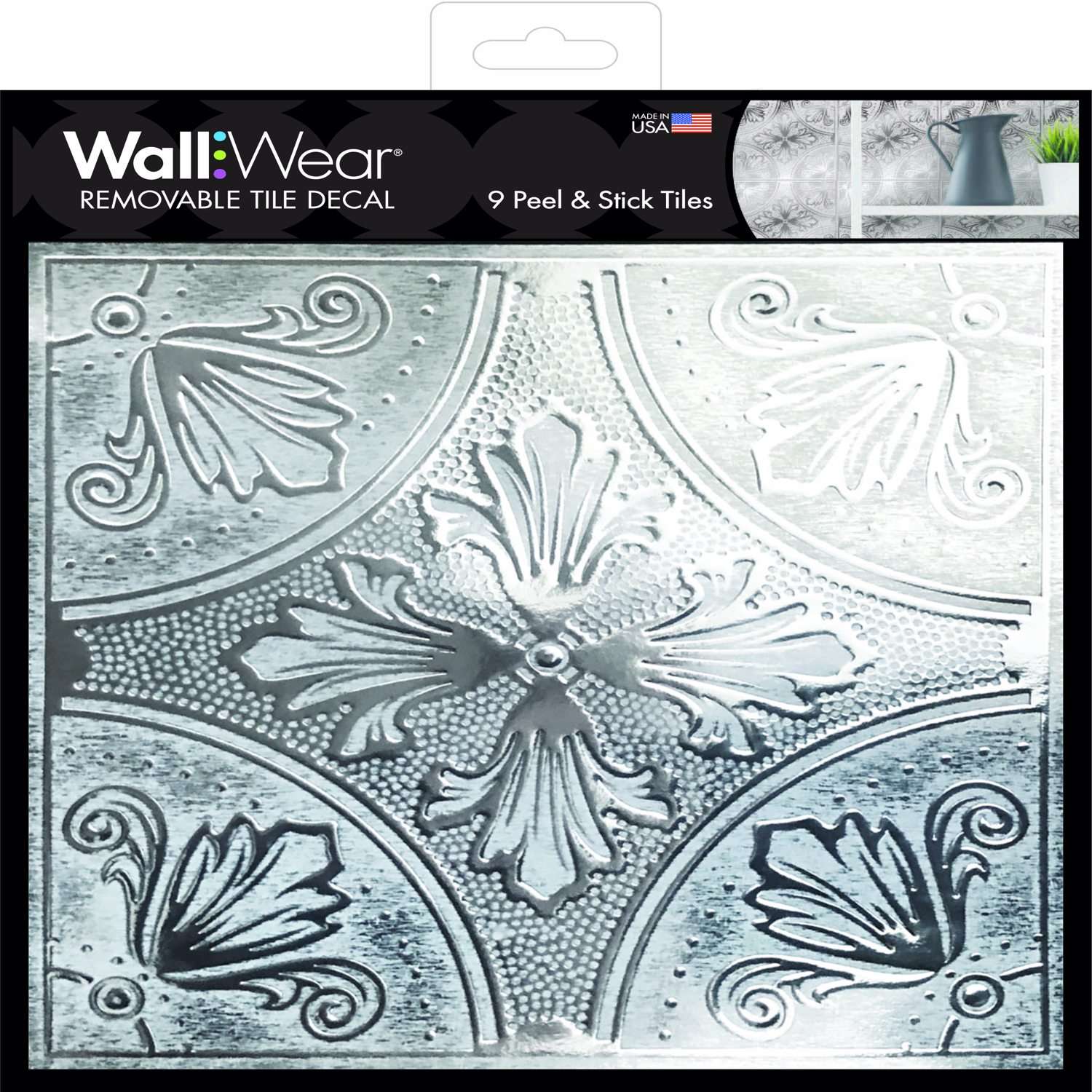 WallWear .01 in. H X 8 in. L White/Silver Metal/Plastic Wall Tile Mfr ...