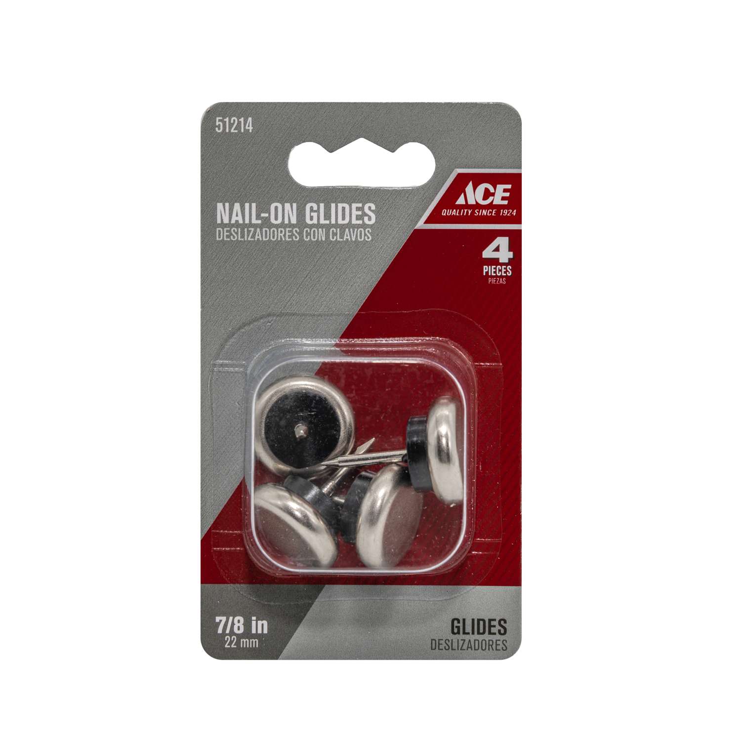 Ace Silver 7/8 in. Nail-On Nickel Chair Glide 4 pk - Ace Hardware