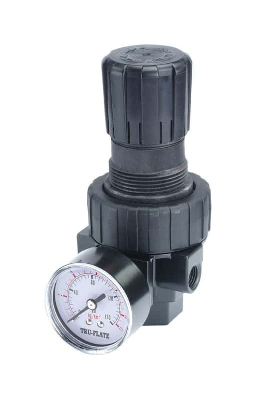 Tru-Flate Plastic/Steel Compact Regulator with Gauge 3/8 in. NPTF 125 ...