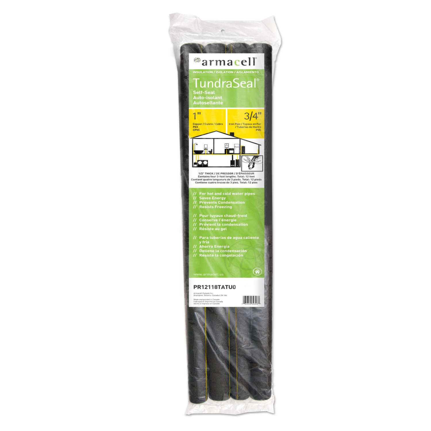Armacell TundraSeal Self Sealing 1 in. X 3 ft. L Polyethylene Foam Pipe Insulation - Ace Hardware