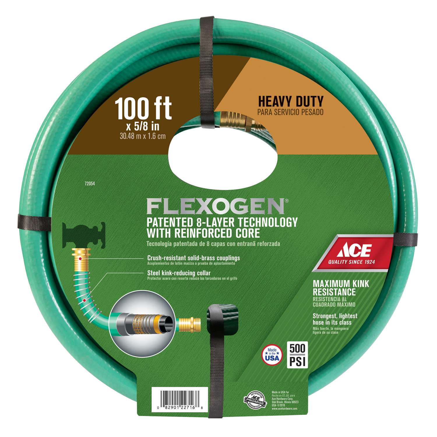 Ace Flexogen 5/8 in. D X 100 ft. L Heavy Duty Premium Grade Garden Hose ...