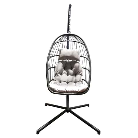 Nicole Miller Patio Black Steel Frame Egg Chair Gray Mfr# 21901 - Ace ...