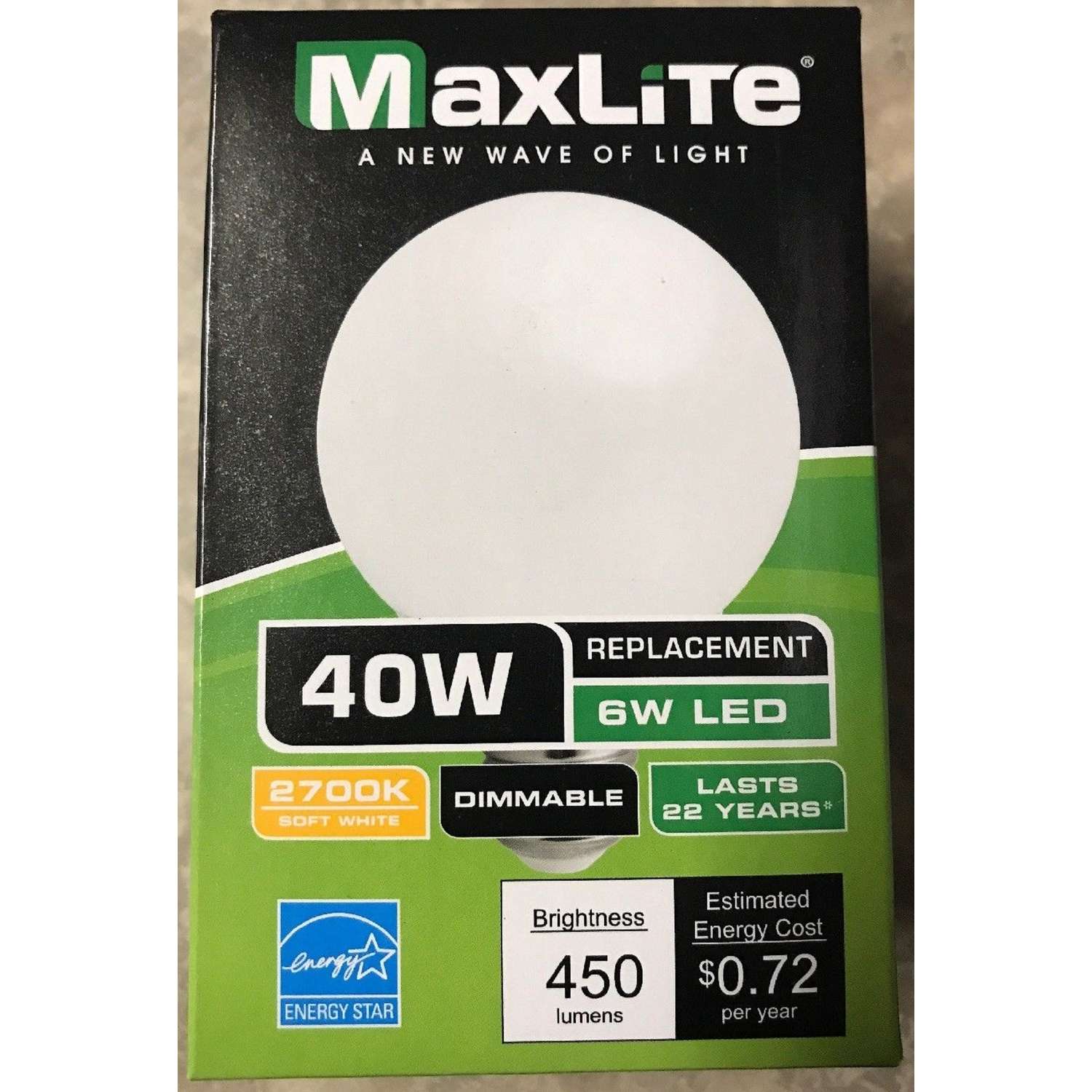 MaxLite G25 E26 (Medium) LED Bulb Soft White 40 Watt Equivalence 1 pk ...