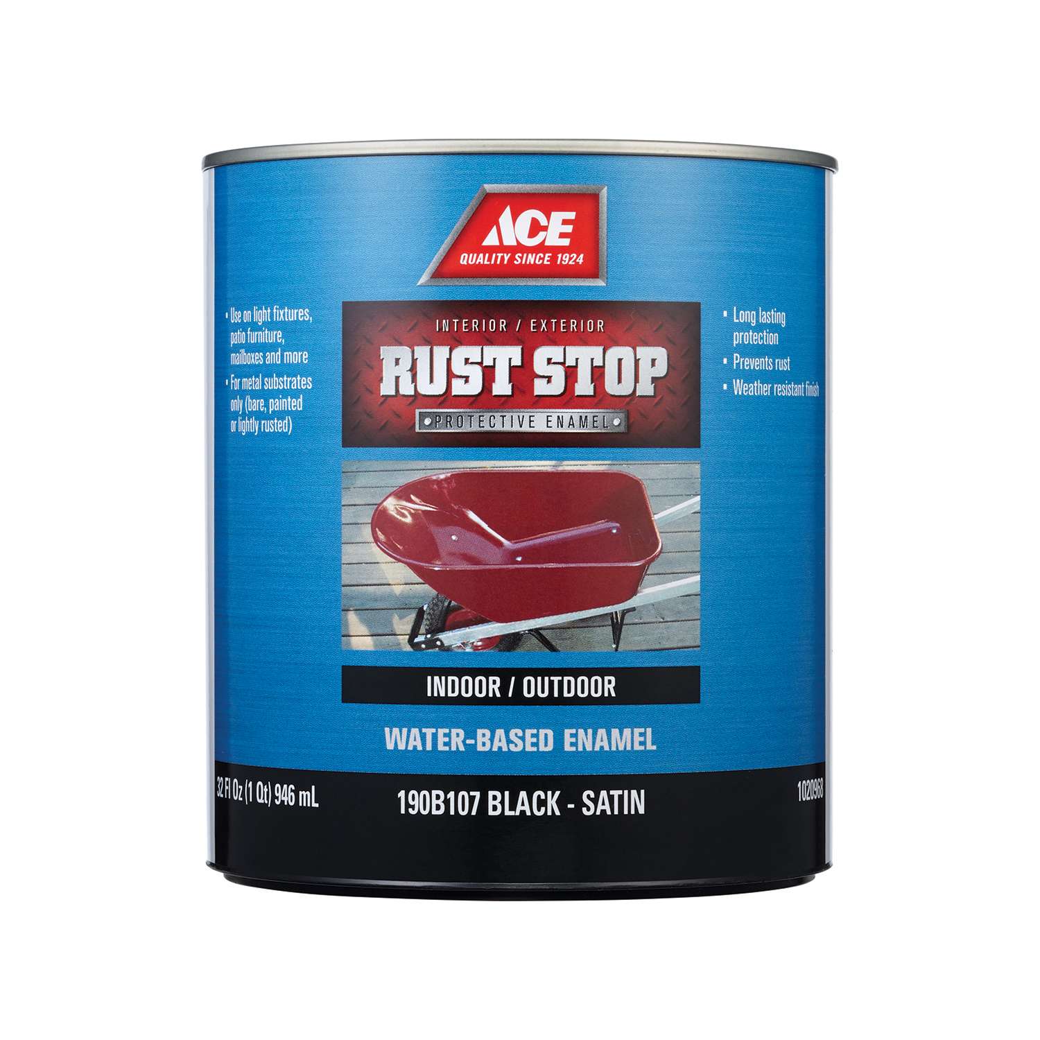 Ace Rust Stop Indoor / Outdoor Satin Black Water-Based Enamel Rust ...