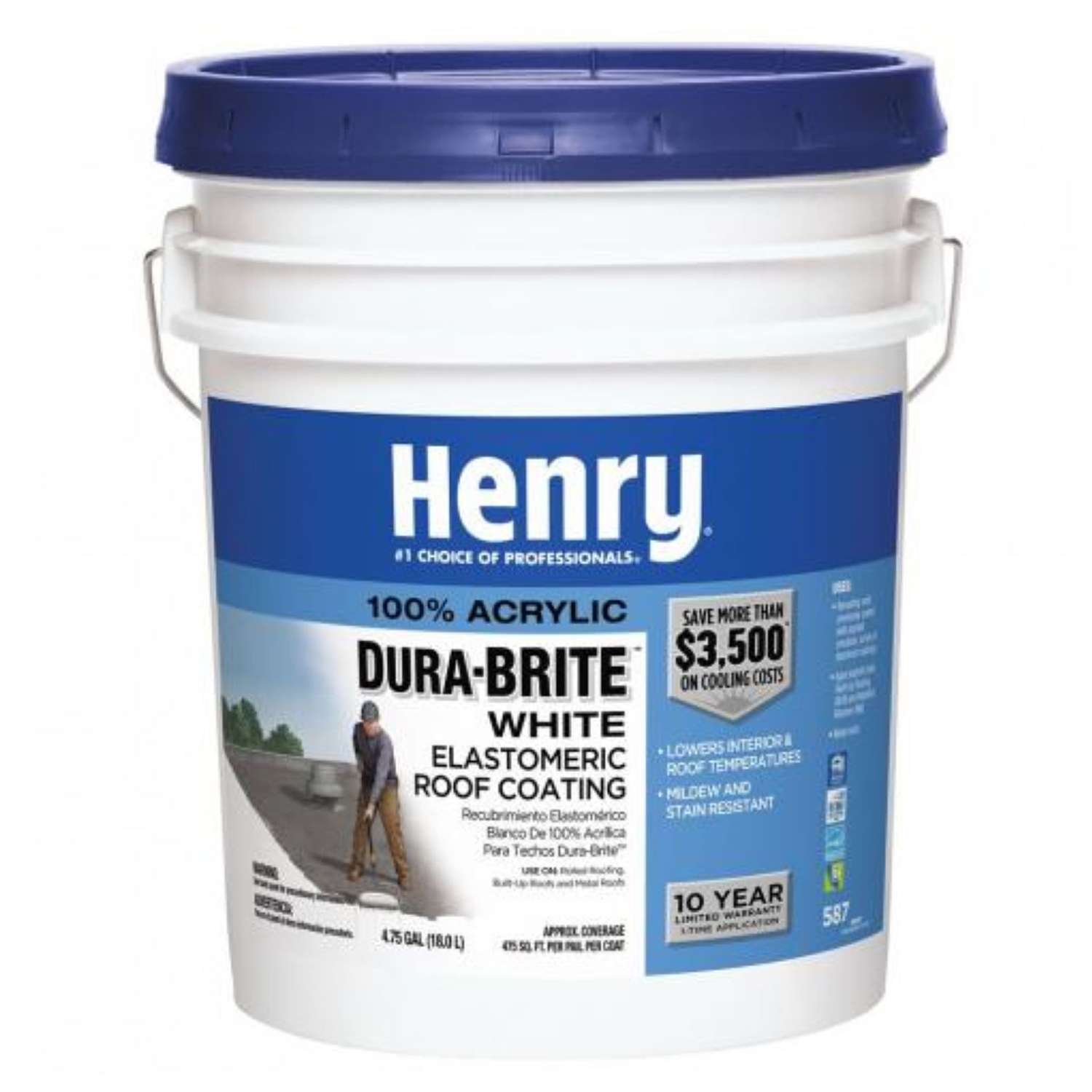 Henry 587 Smooth White Elastomeric Roof Coating 4.75 gal - Ace Hardware