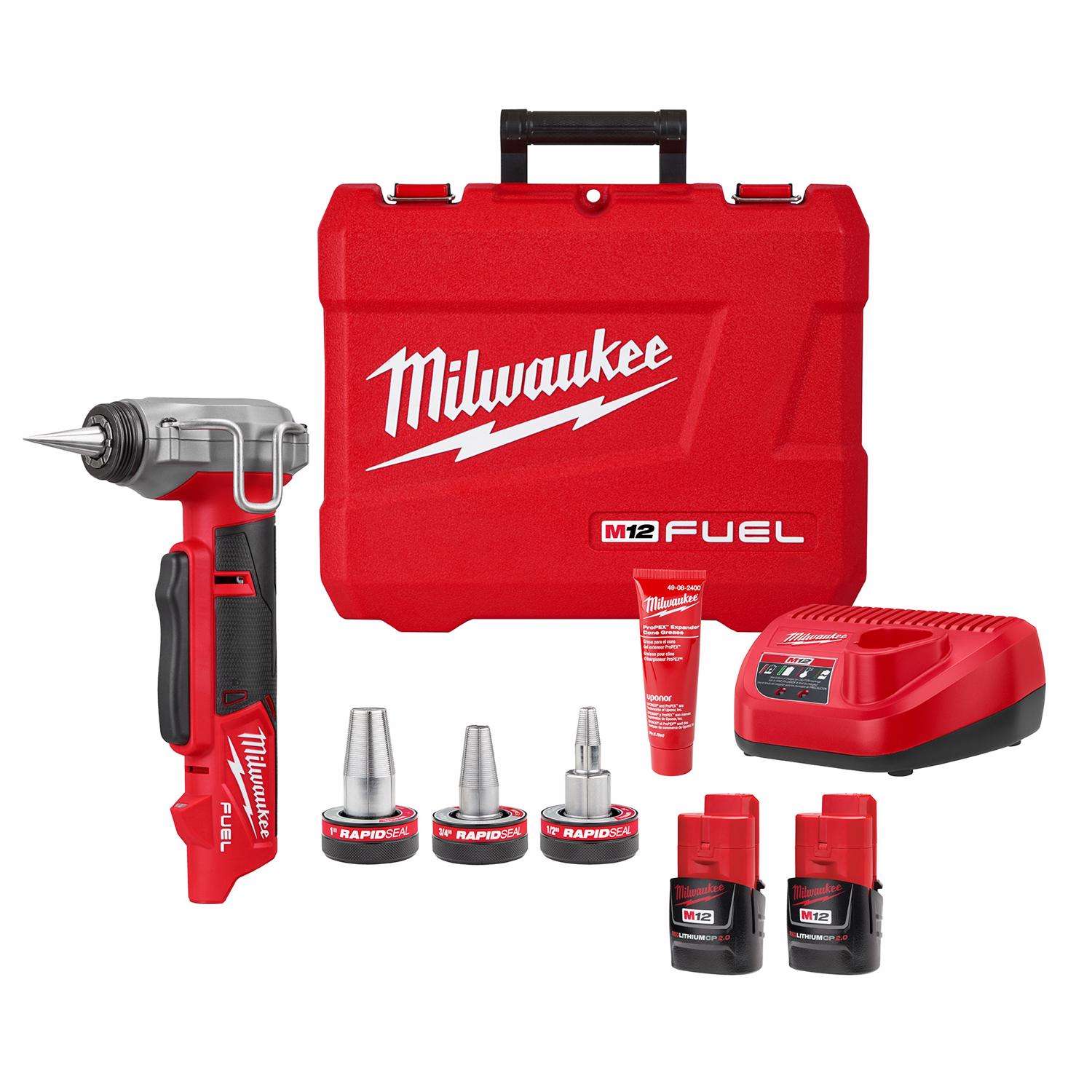 Milwaukee M12 1 in. Expansion PEX Tool Kit Black/Red 8 pc - Ace Hardware