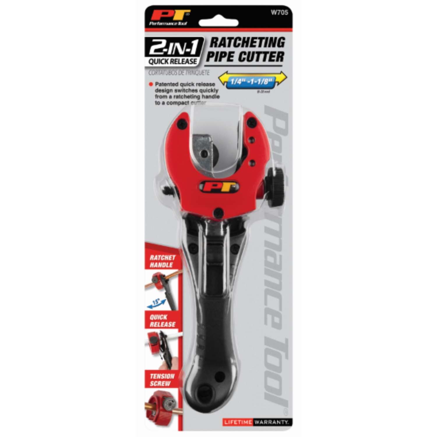 Performance Tool 1-1/8 in. 2-in-1 Ratchet Cutter Black/Orange 1 pk ...