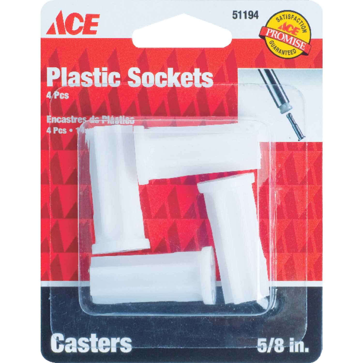 Ace 5/8 in. Dia. Plastic Caster Socket 4 pk - Ace Hardware