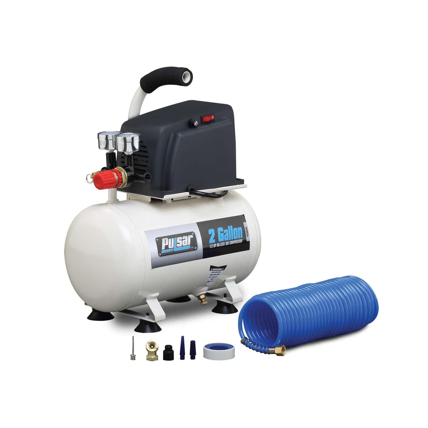 Pulsar 2 gal Horizontal Portable Air Compressor Kit 100 psi 0.33 HP ...