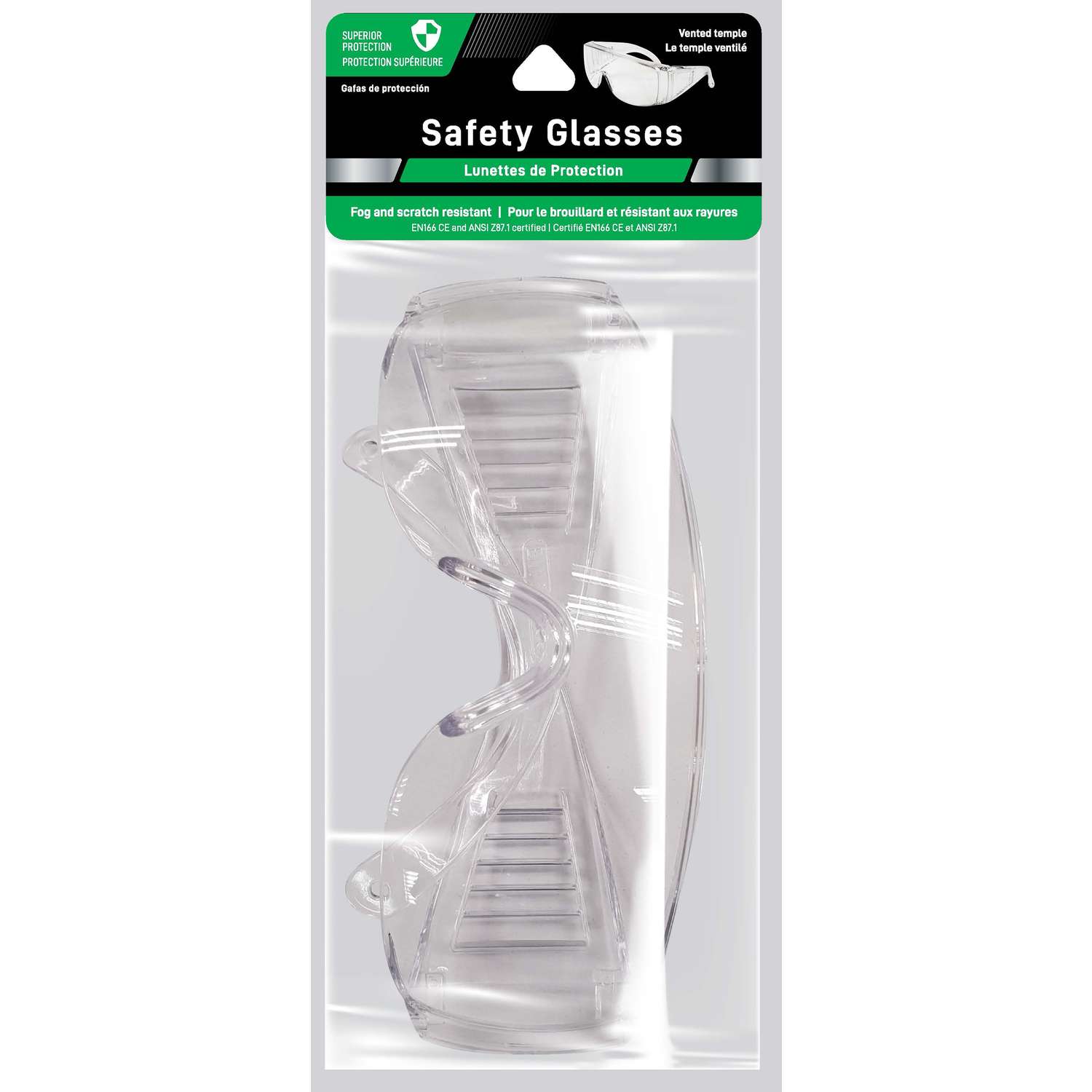 Safety Glasses Anti-Fog Vented Safety Glasses Clear Lens Clear Frame 1 ...