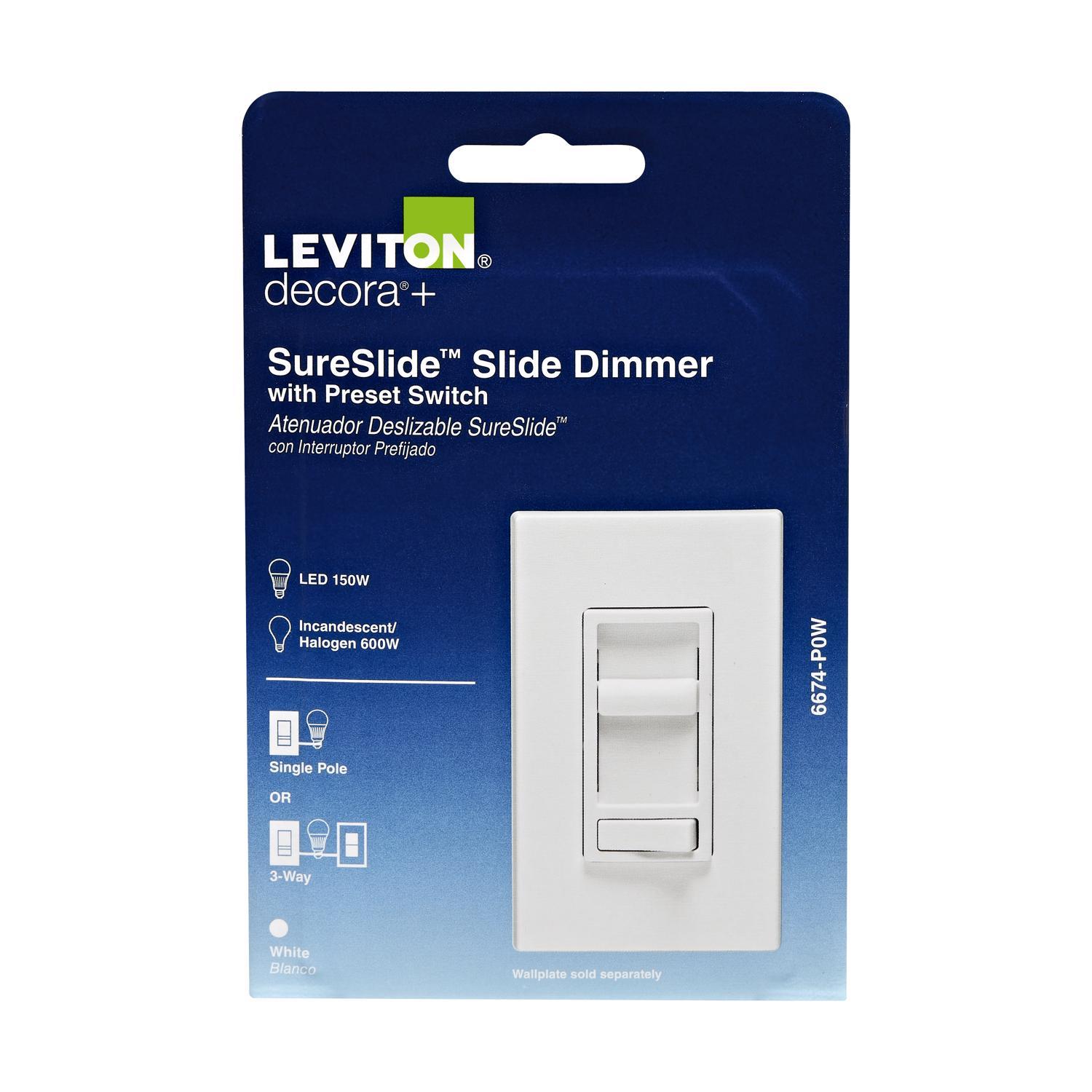 Leviton Decora SureSlide White 600 W Preset Slide Dimmer Switch 1 pk ...