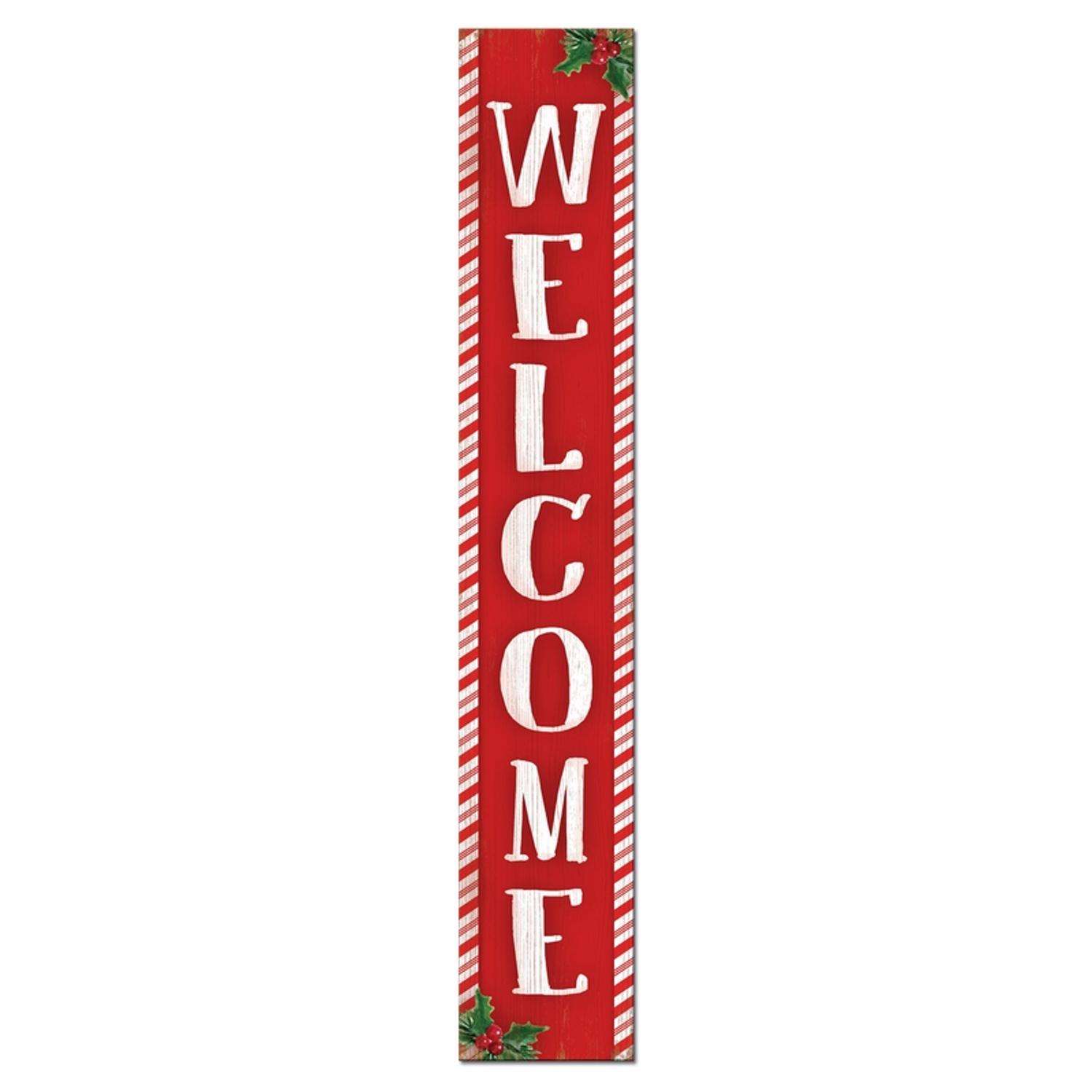My Word! Multicolored Wood 46.5 in. H Welcome Red Candy Cane Pattern ...