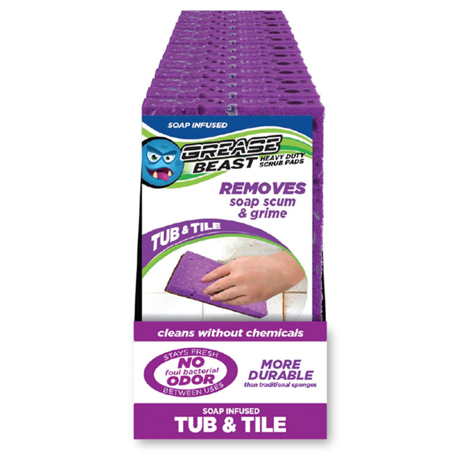 Grease Beast Medium Duty Scrubber Sponge For Bath and Tile 6 in. L 1 pk ...
