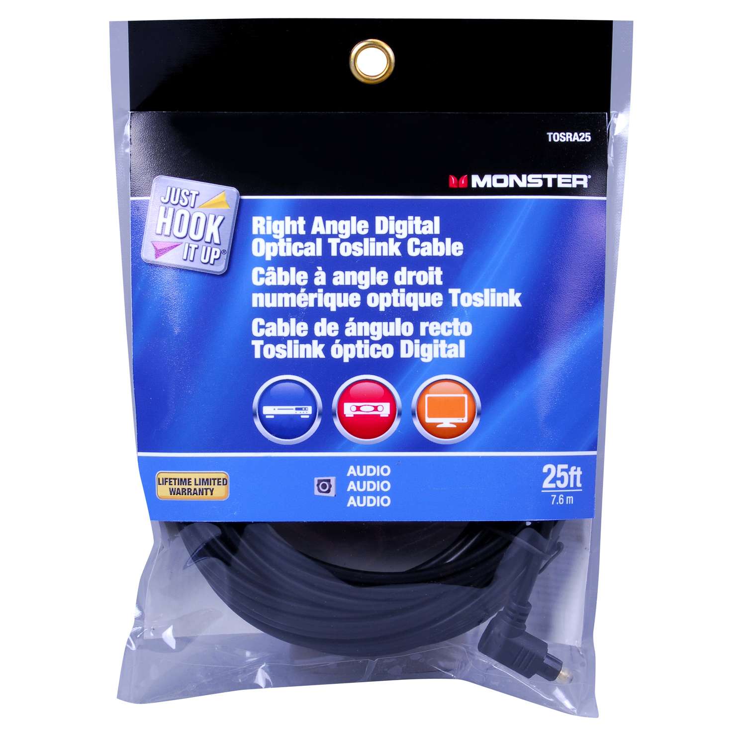 Monster Cable Just Hook It Up 25 ft. L Digital Optical Toslink Cable ...