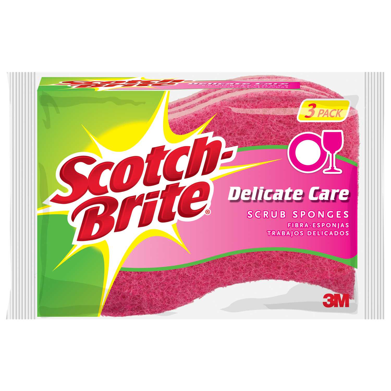 3M Scotch-Brite Delicate, Light Duty For Multi-Purpose Sponge 4.4 in. L ...