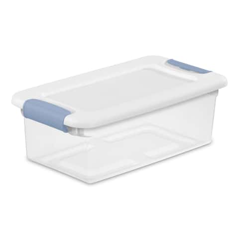 Sterilite 6 qt Clear/White Latch Storage Box 4-7/8 in. H X 14-1/8 in. W ...