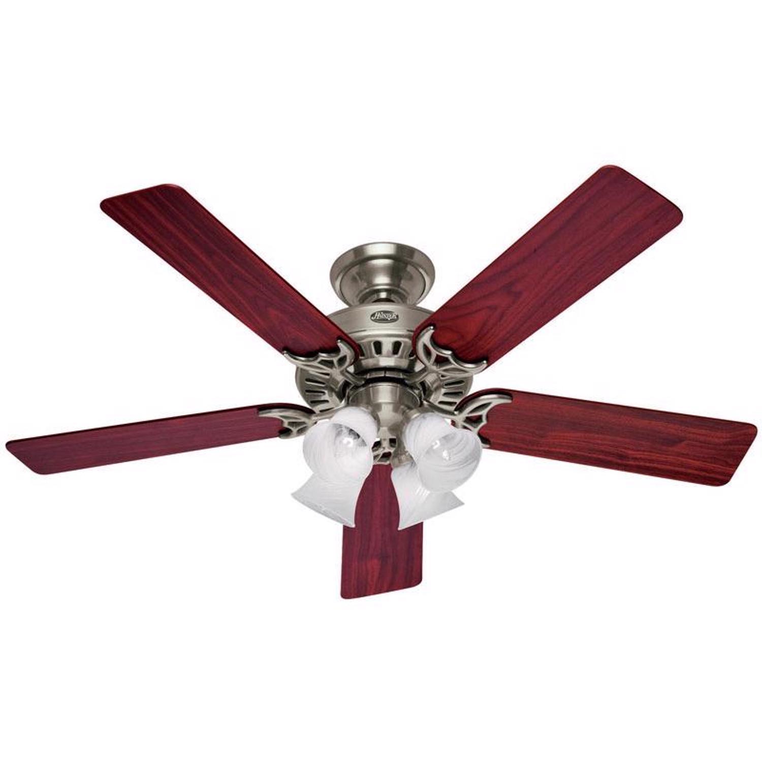 Hunter Studio 52 in. Brushed Nickel Brown LED Indoor Ceiling Fan ...