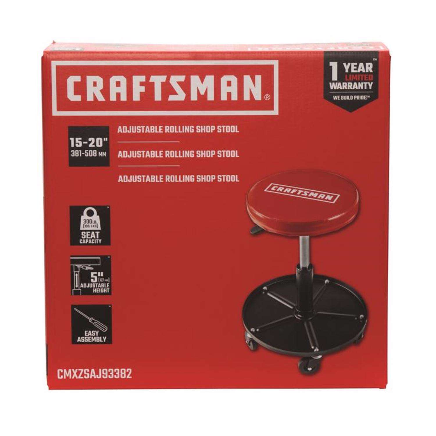 Craftsman Matte Red Vinyl Swivel Adjustable Shop Stool - Ace Hardware