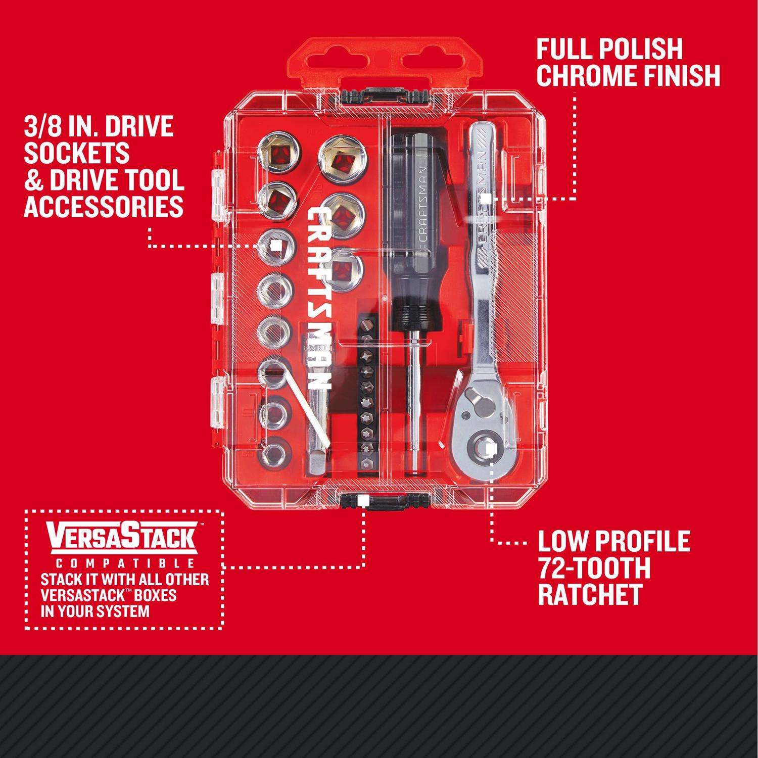 Craftsman 3 8 in. drive Metric 6 Point Nano Mechanic s Tool Set 24 pc Mfr CMMT12111 Ace Hardware
