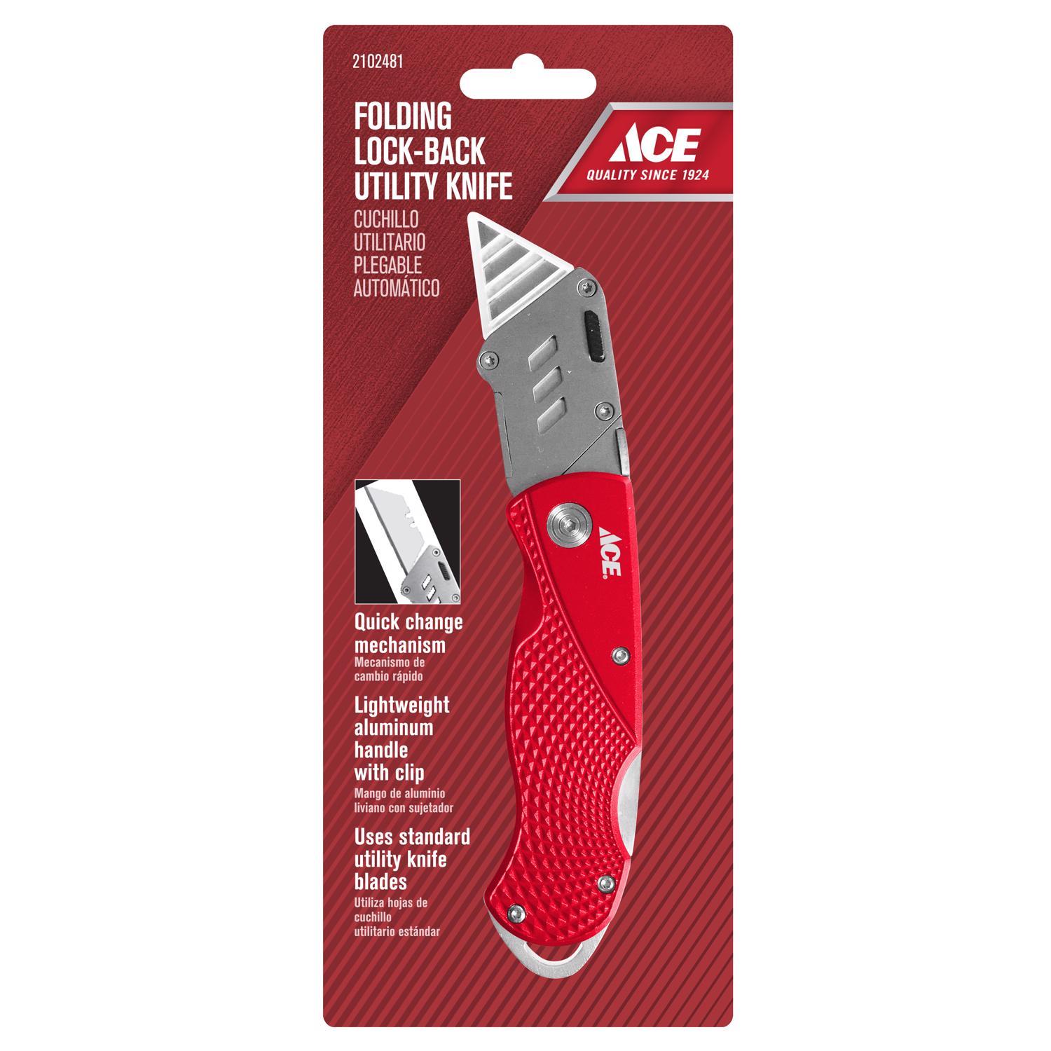 Ace 6 in. Lockback Utility Knife Red 1 pk - Ace Hardware