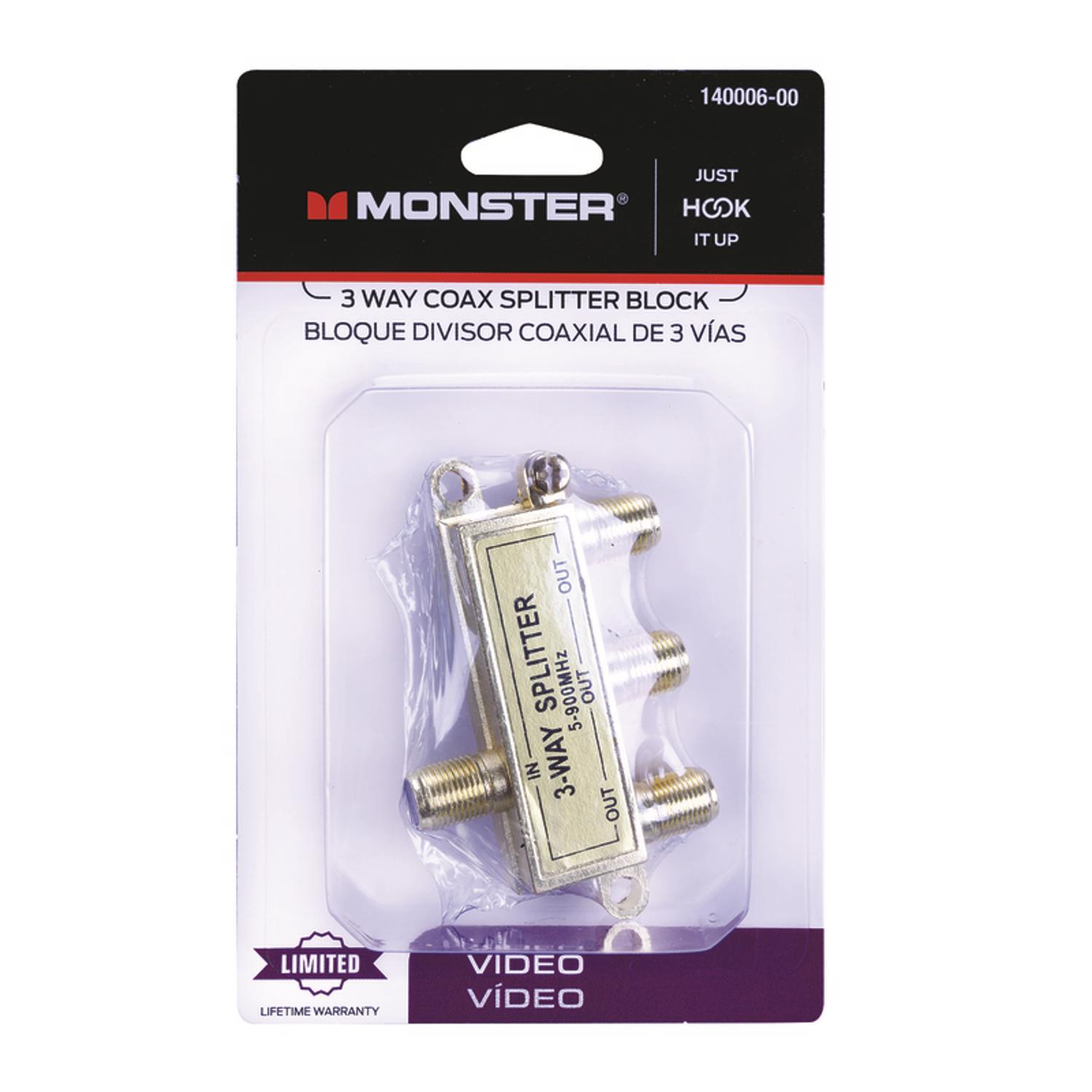 Monster Just Hook It Up 3 Way Coax Splitter 75 ohm 900 MHz 1 pk - Ace ...
