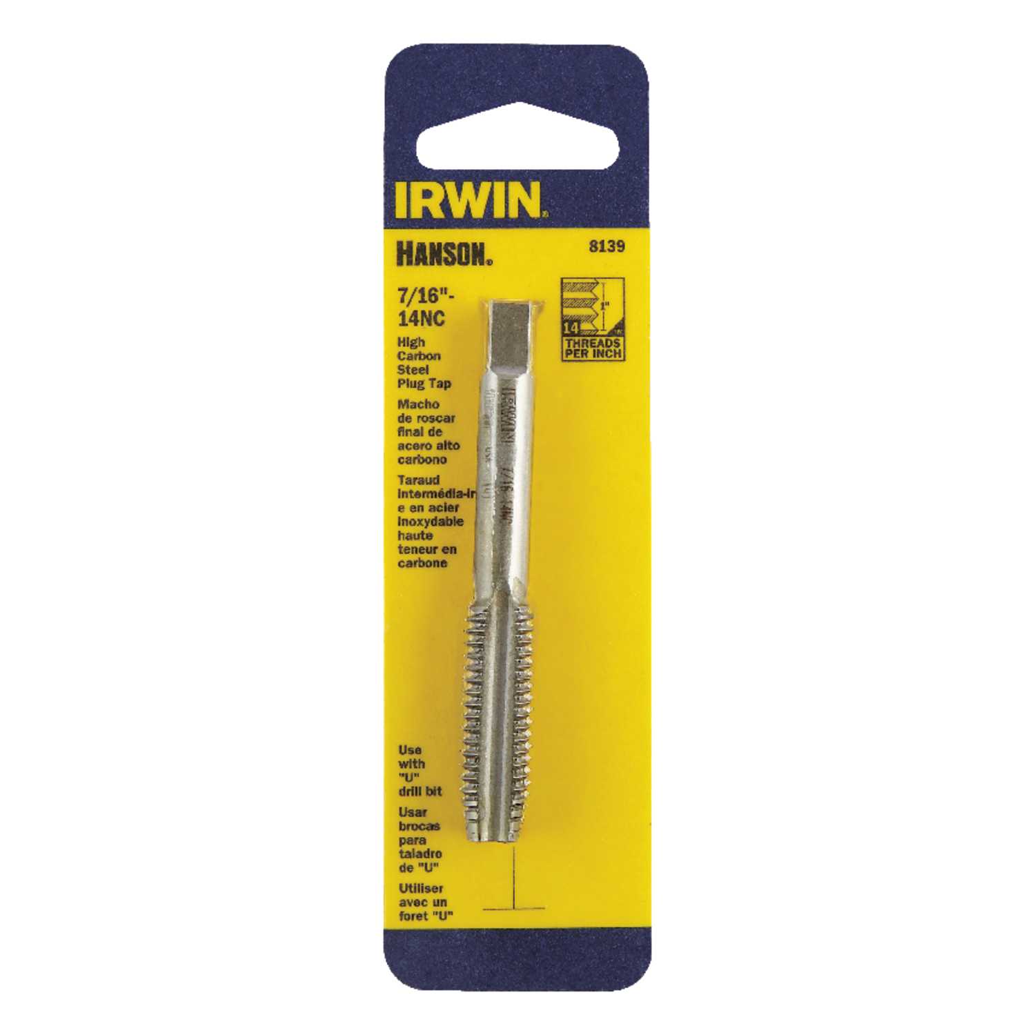 Irwin Hanson High Carbon Steel SAE Fraction Tap 7/16 in.-14NC 1 pc ...