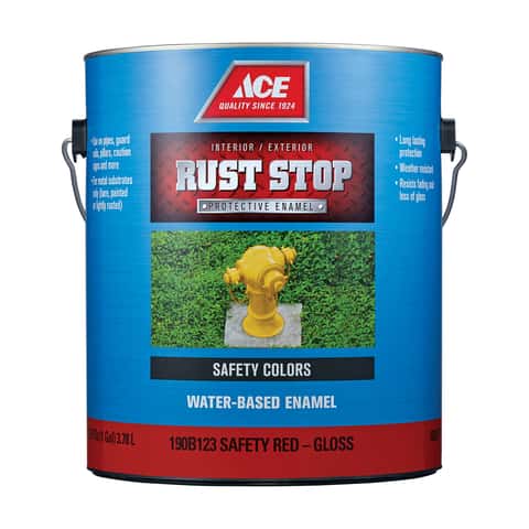 Ace Rust Stop Indoor / Outdoor Gloss Safety Red Water-Based Enamel Rust ...