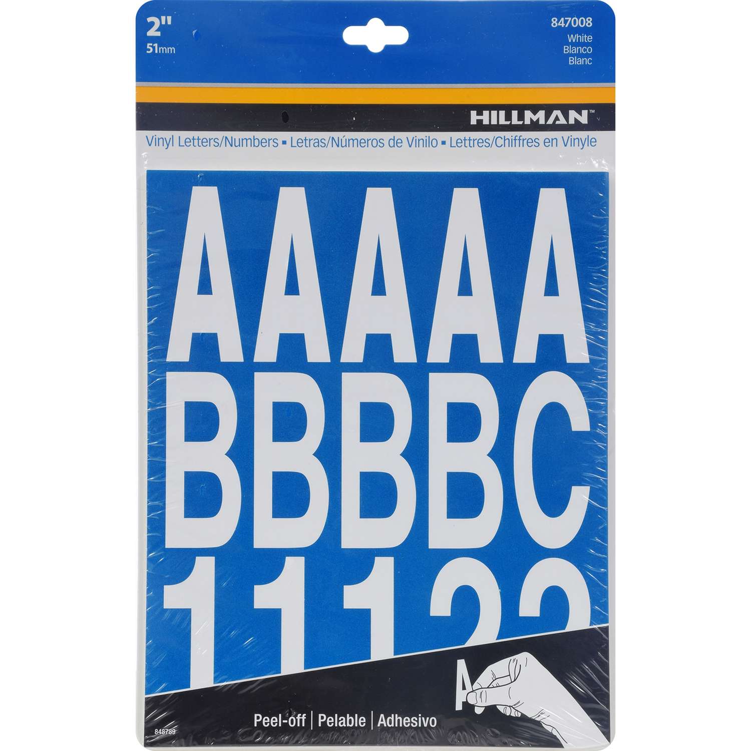 Hillman 2 in. White Vinyl Self-Adhesive Letter and Number Set 0-9, A-Z ...