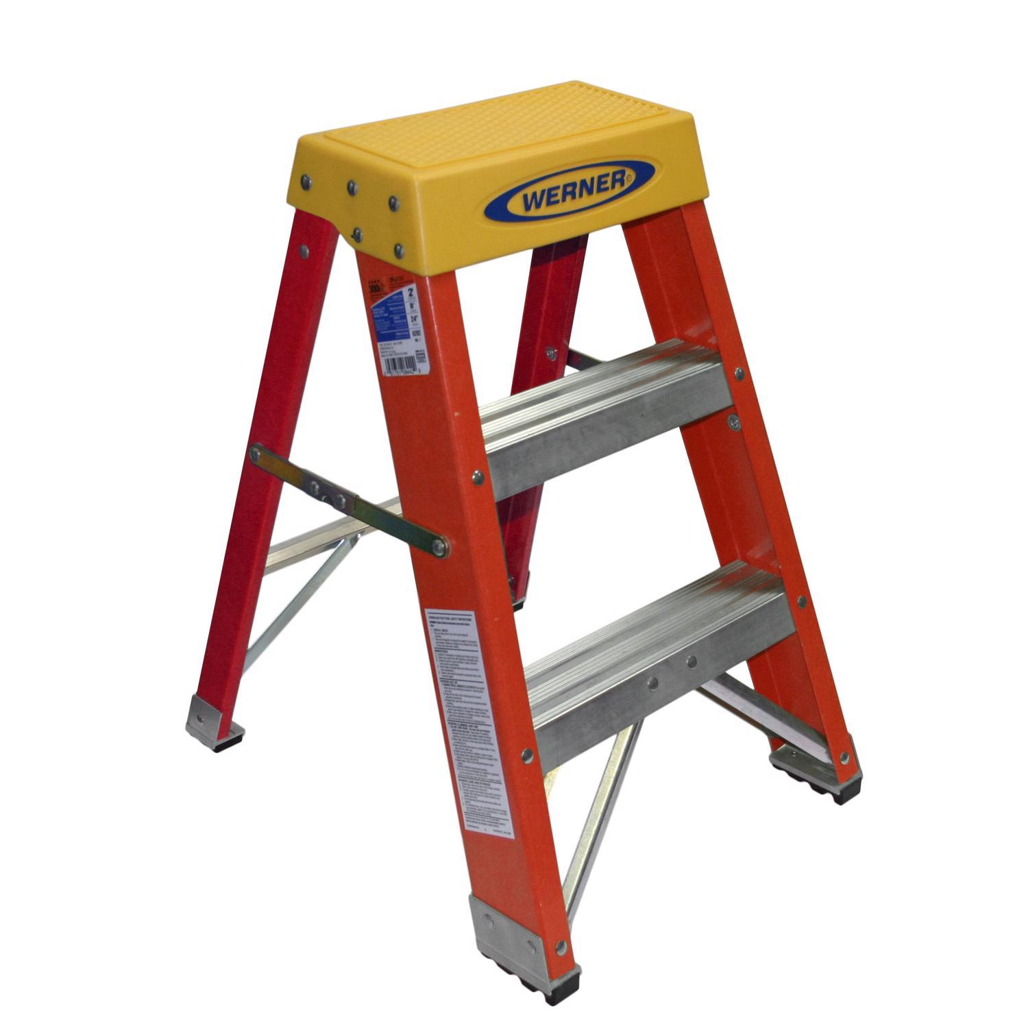 Werner 2 ft. H Fiberglass Step Ladder Type IA 300 lb. capacity - Sansujyuku