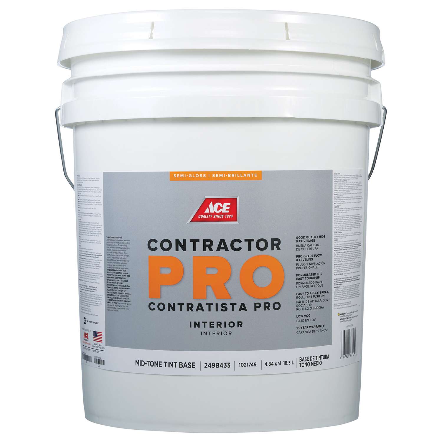 C+K Contractor Pro Semi-Gloss Tint Base Mid-Tone Base Paint Interior 5 ...