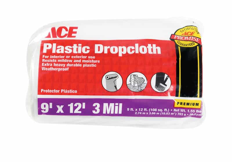 ACE 9 ft. W x 12 ft. L x 3 mil Plastic Drop Cloth 1 pk - Ace Hardware